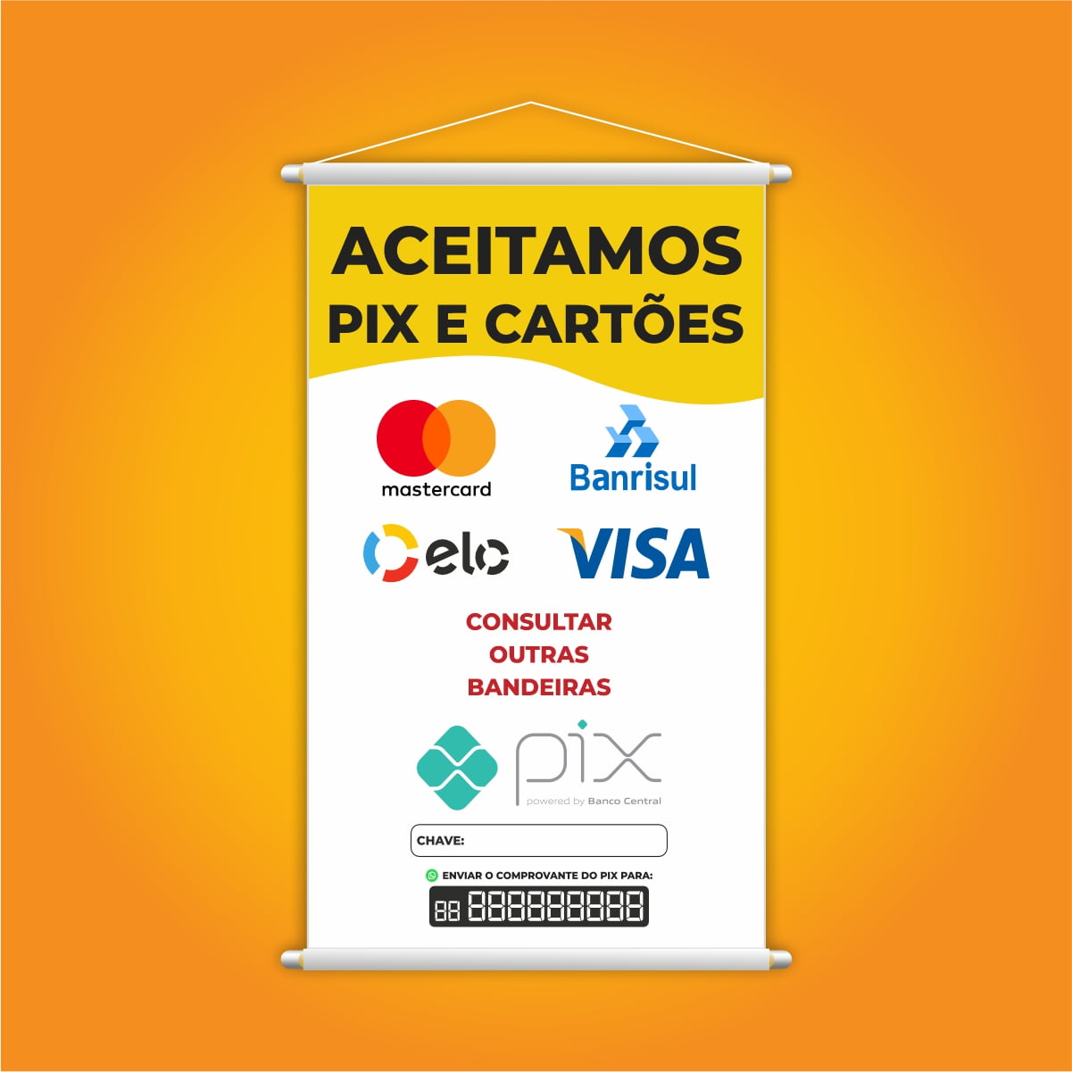 Banner Aceitamos Pix e Cartões Formas Pagamento - Loja PlimShop