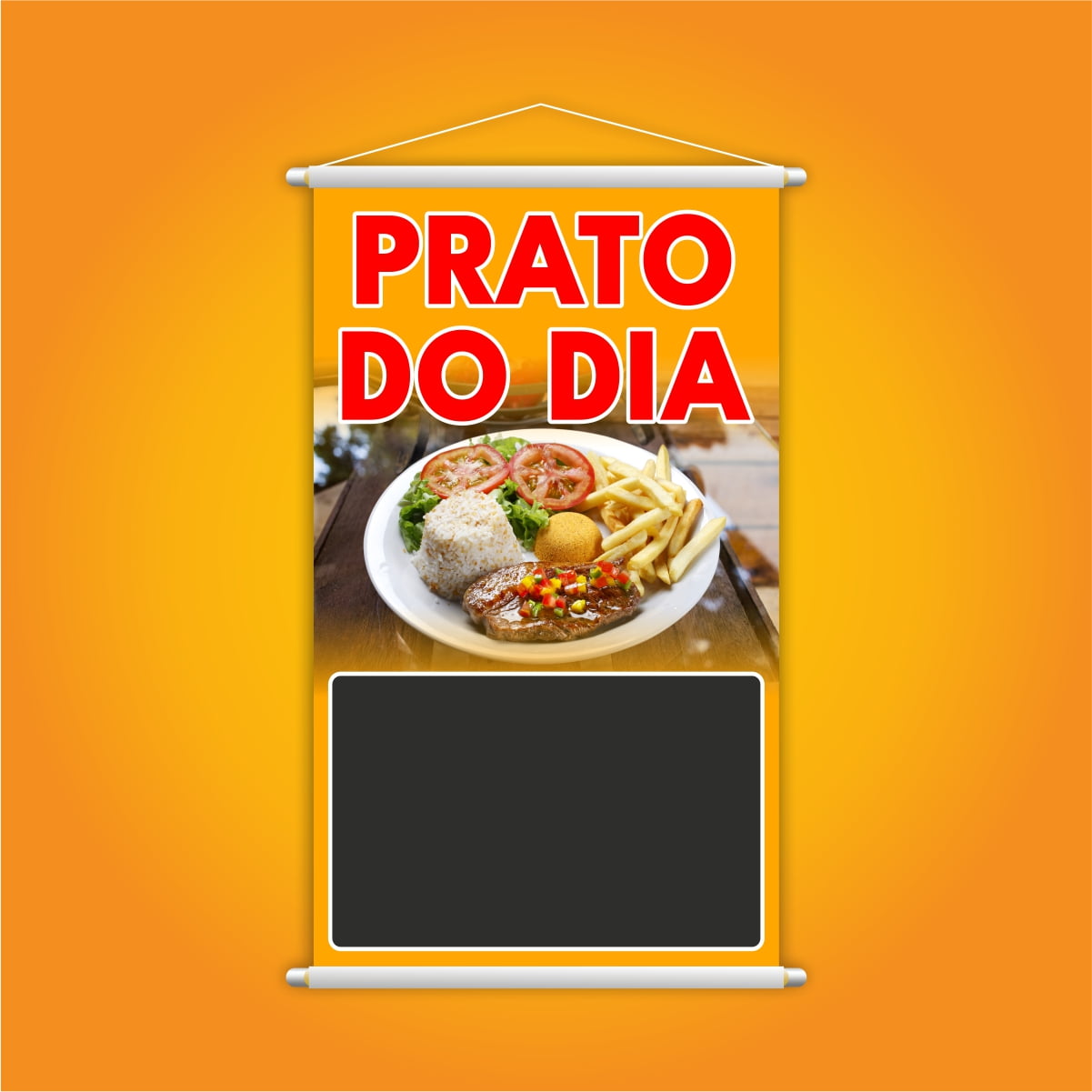 Banner Prato do Dia Restaurante com Preço Fundo Preto - Loja PlimShop