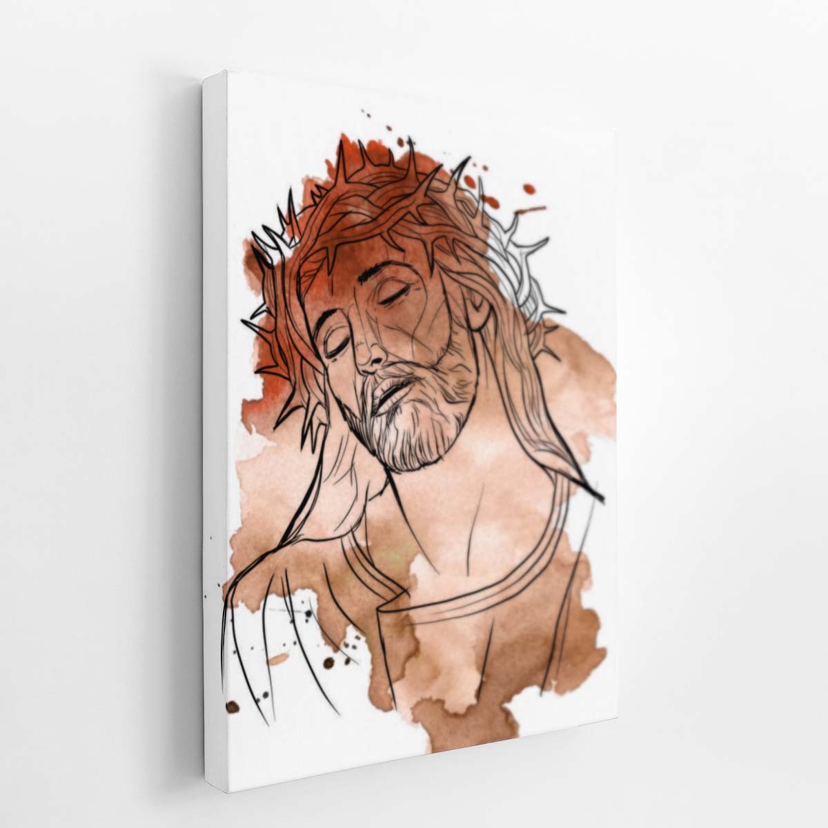 Jesus Cristo Arte Aquarela Marrom Quadro Canvas - Loja PlimShop