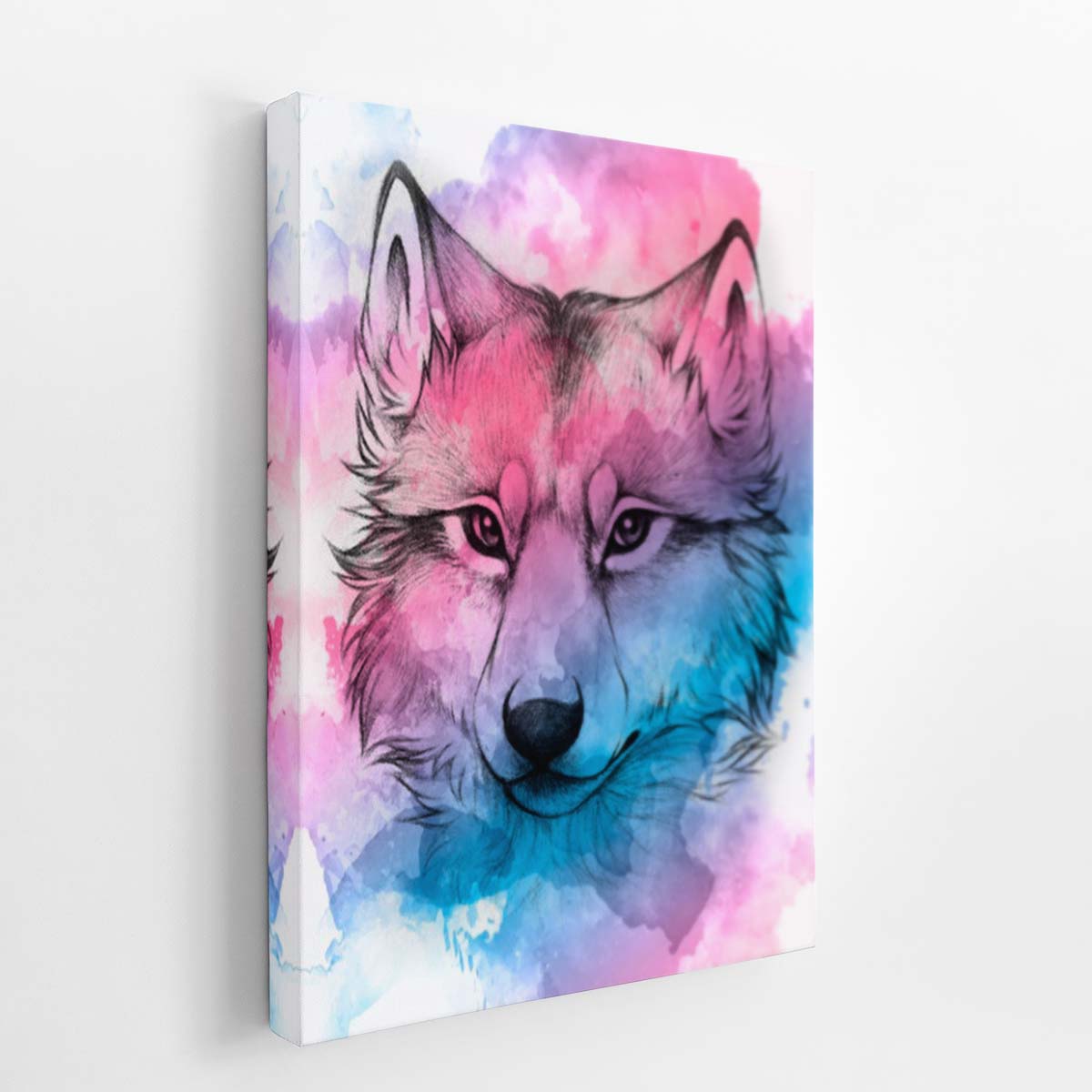 Lobo Animais Aquarela Arte Colorido Quadro Canvas - Loja PlimShop