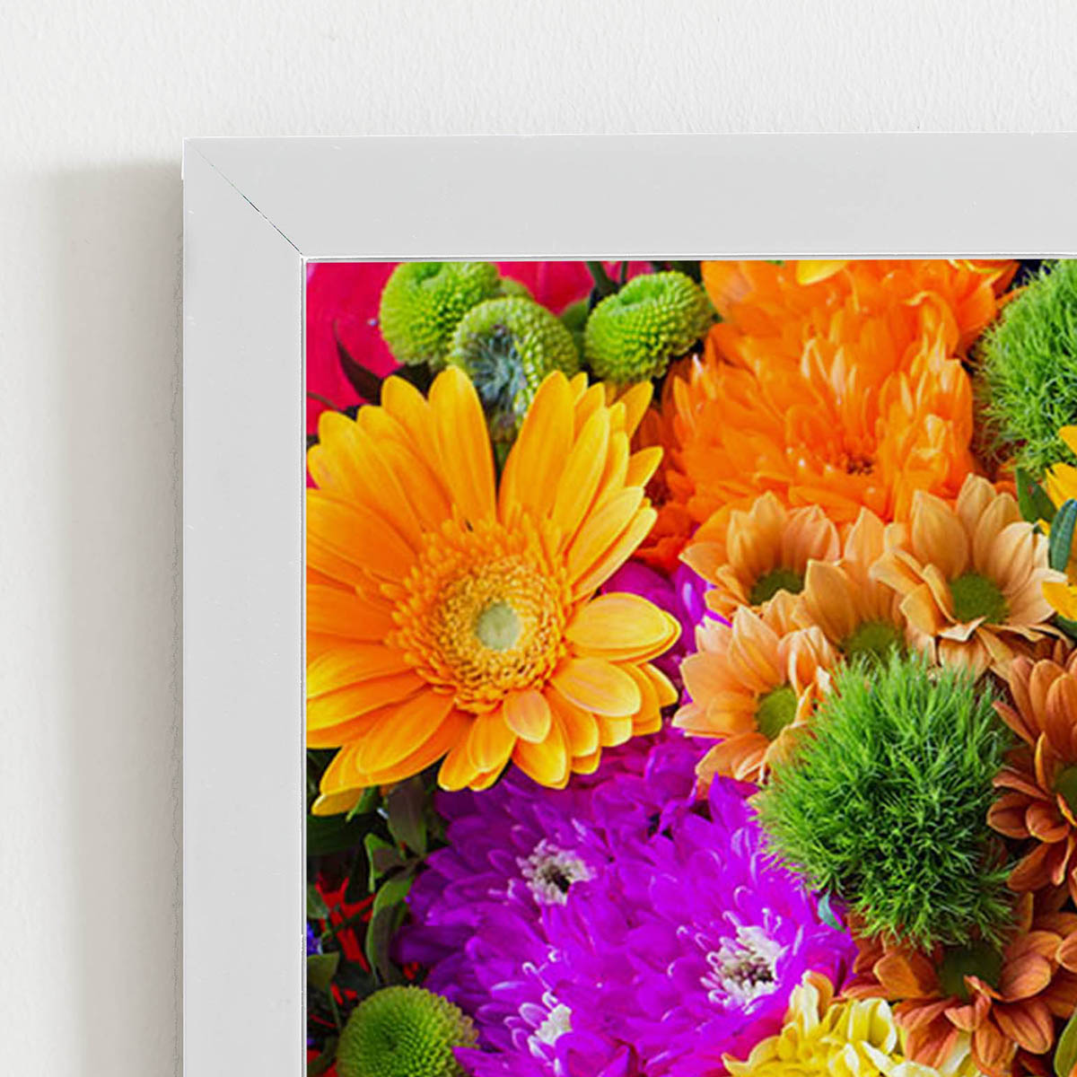 Quadro Mix Colorido de Flores Foto Moldura Branca 60x40cm - Loja PlimShop